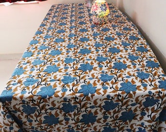 Cotton Indian Hand-block Printed Tablecloth for Wedding Farmhouse ...
