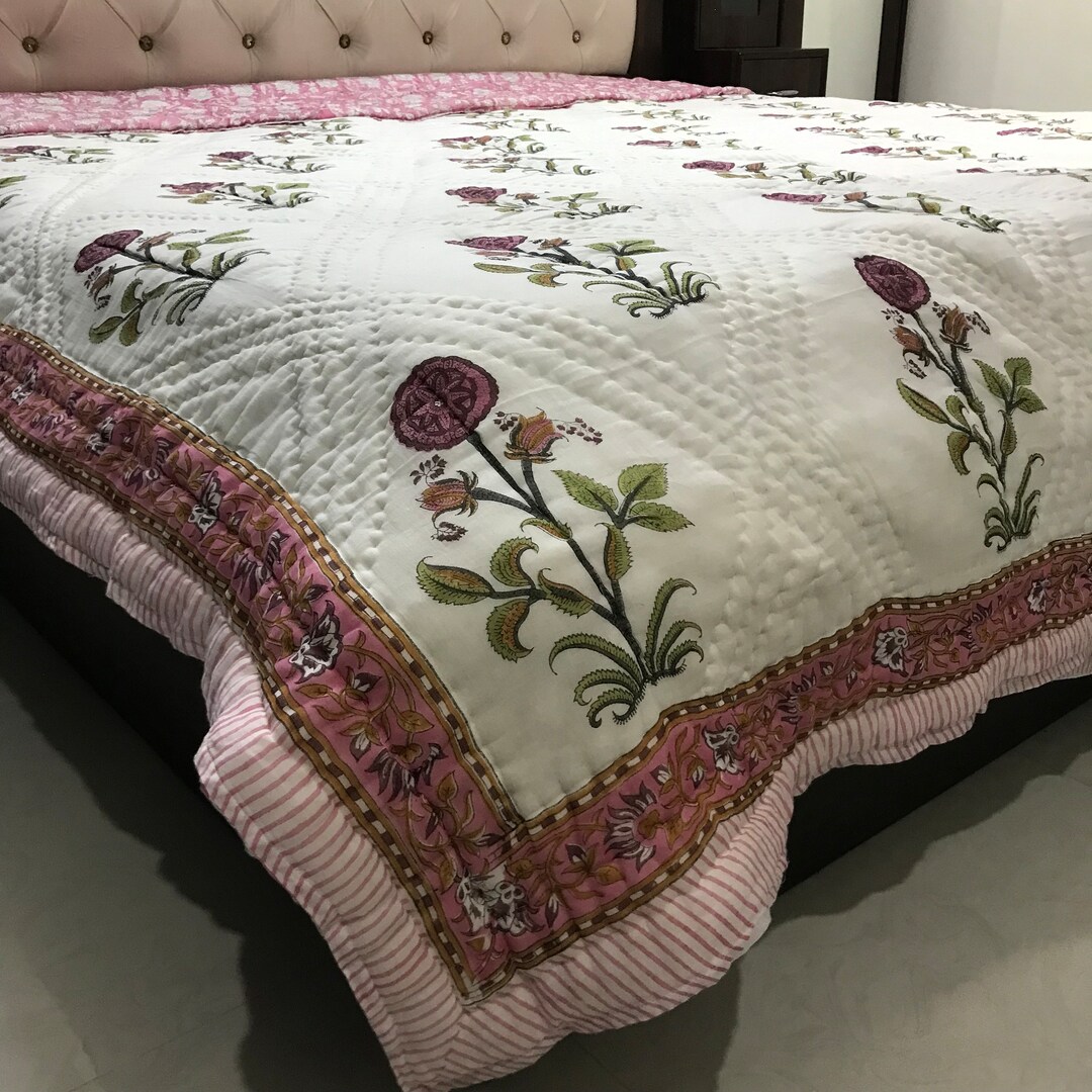 Handmade Quilts Extra Large King Comforter 108 X 108 Pink Bohemian ...