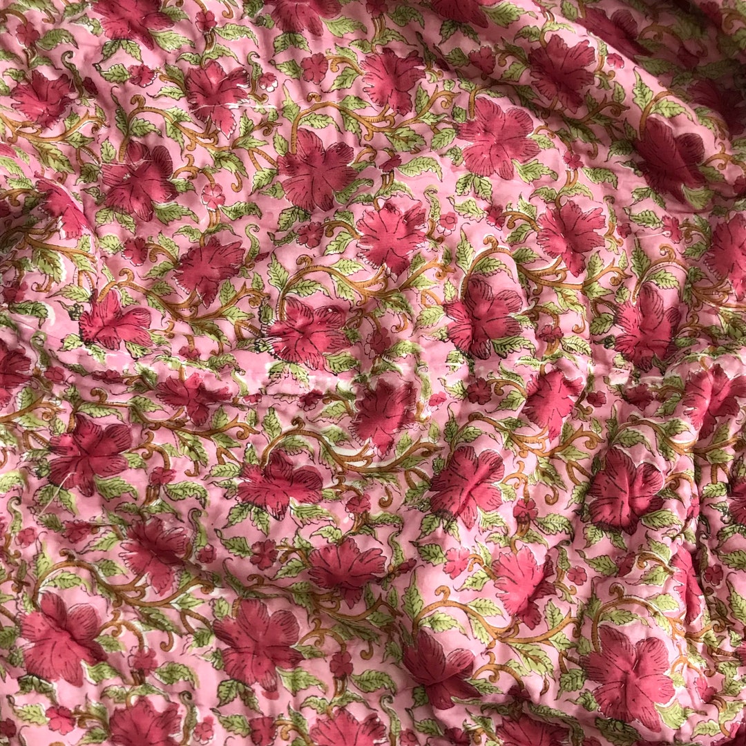 Red Floral Baby Quilt Block Print Baby Blanket, Baby Newborn Gift ...