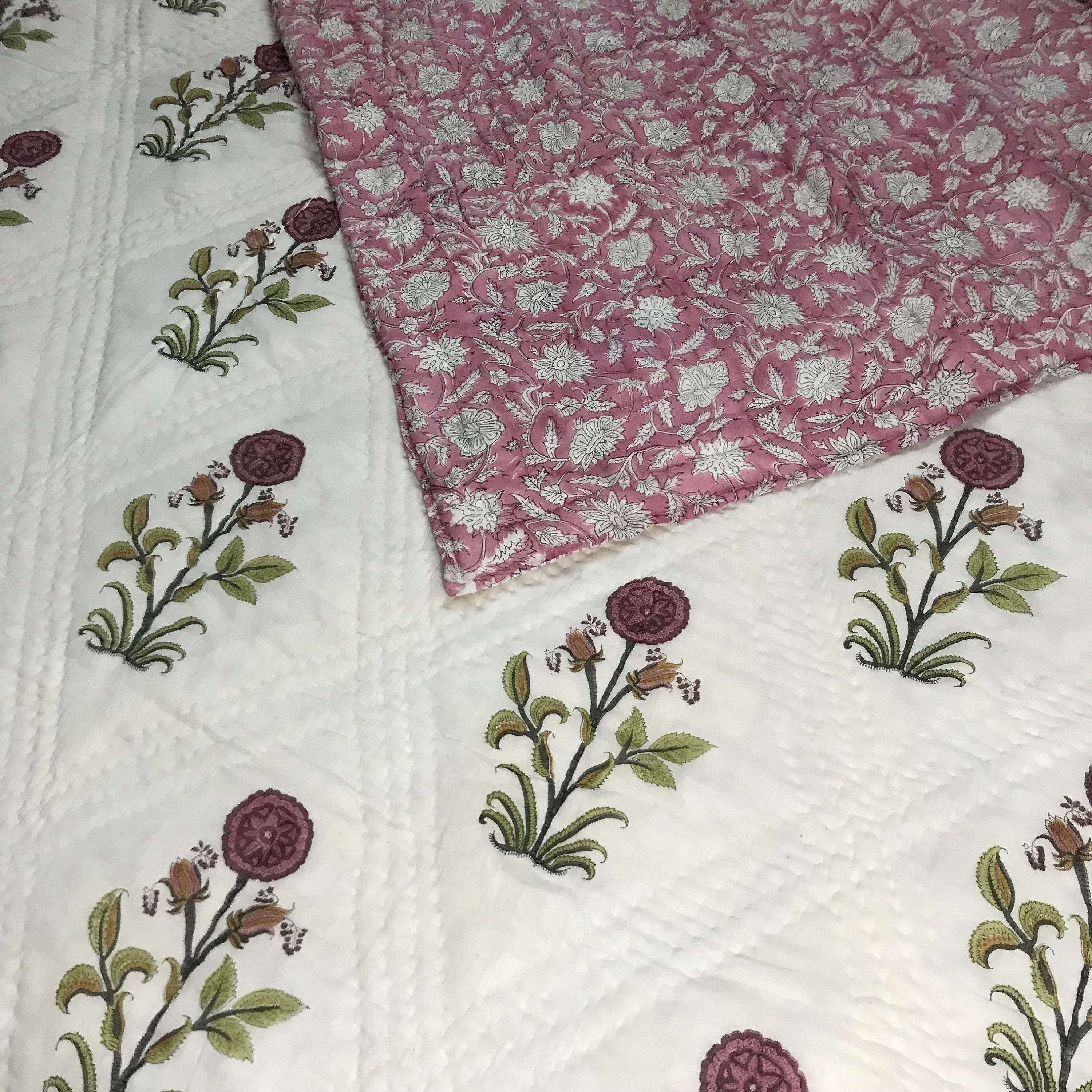 Hand Block Print Quilts for Sale, Queen Size Traditional Quilt Handmade ...