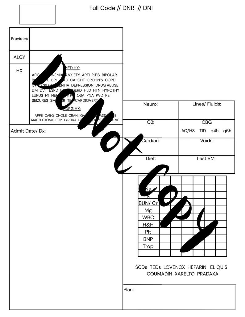 Floor Patient Nursing Report Sheet - Etsy