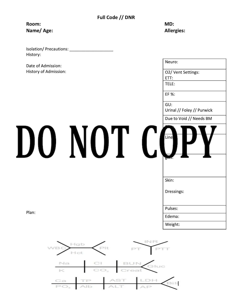 ICU Report Sheet - Etsy