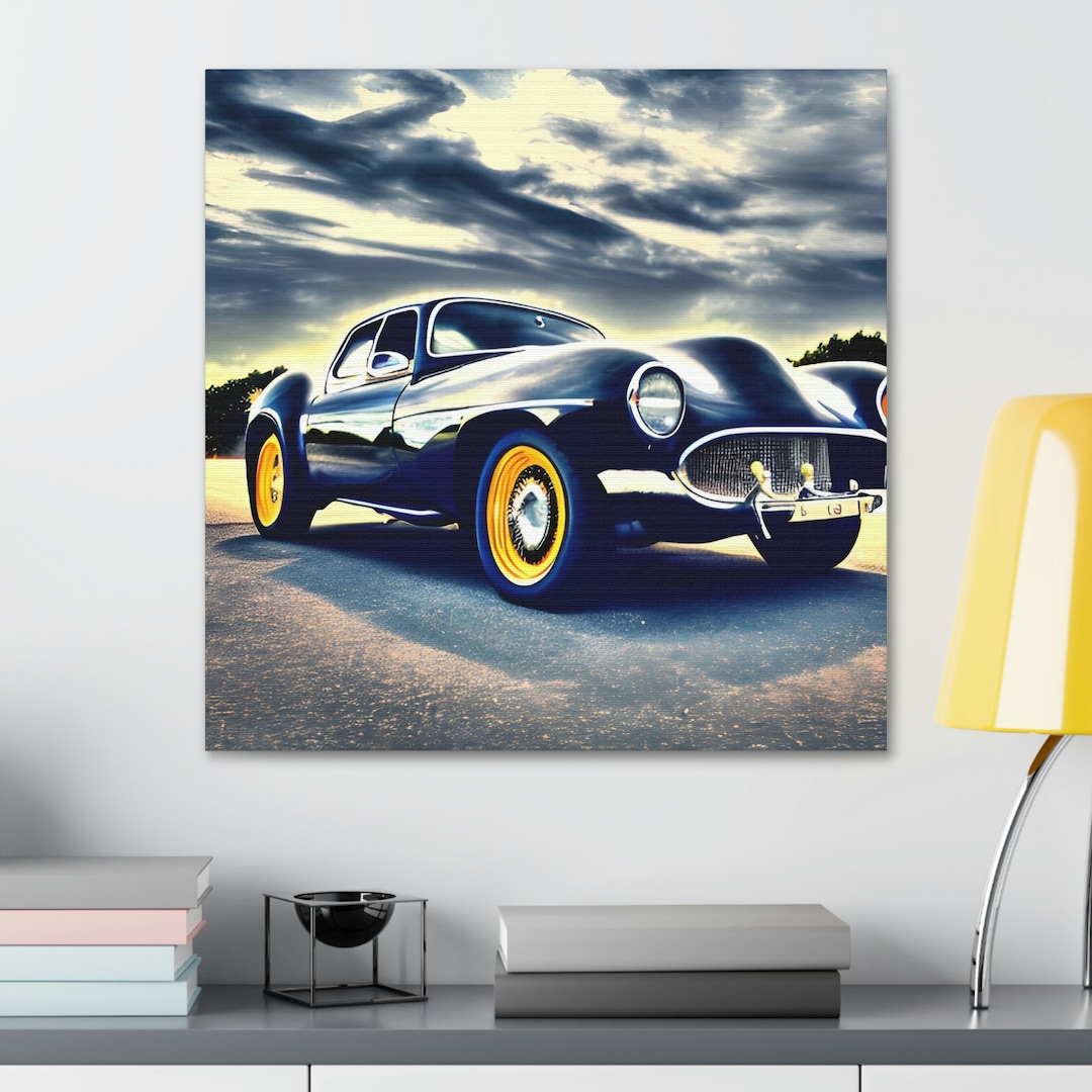 Vintage Classic Car Canvas Painting - Art for Auto Enthusiasts - Etsy