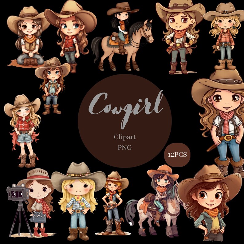 Cute Cowgirl Clipart,cowgirl Digital File,clipart Western Art,png ...