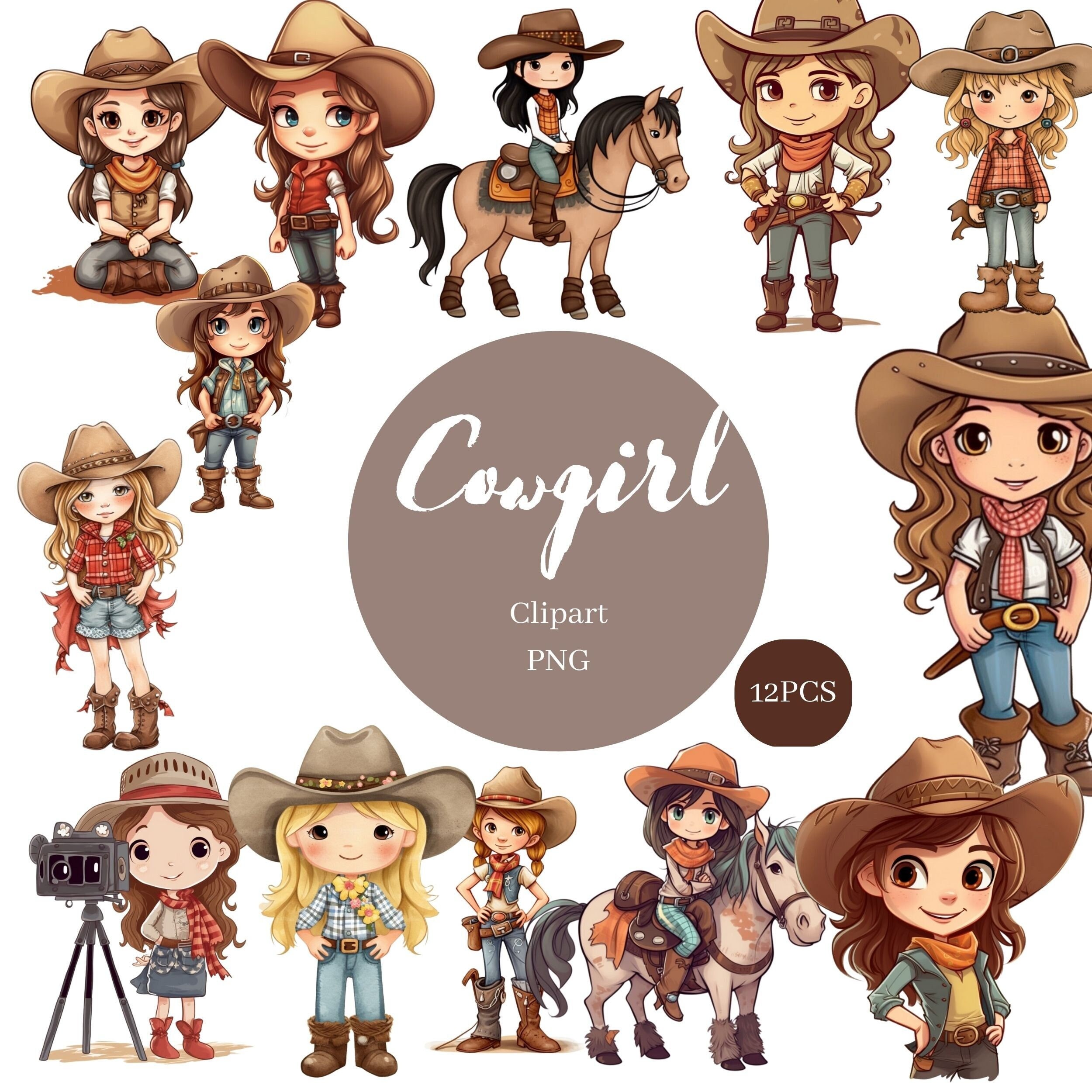 Cute Cowgirl Clipart,cowgirl Digital File,clipart Western Art,png ...