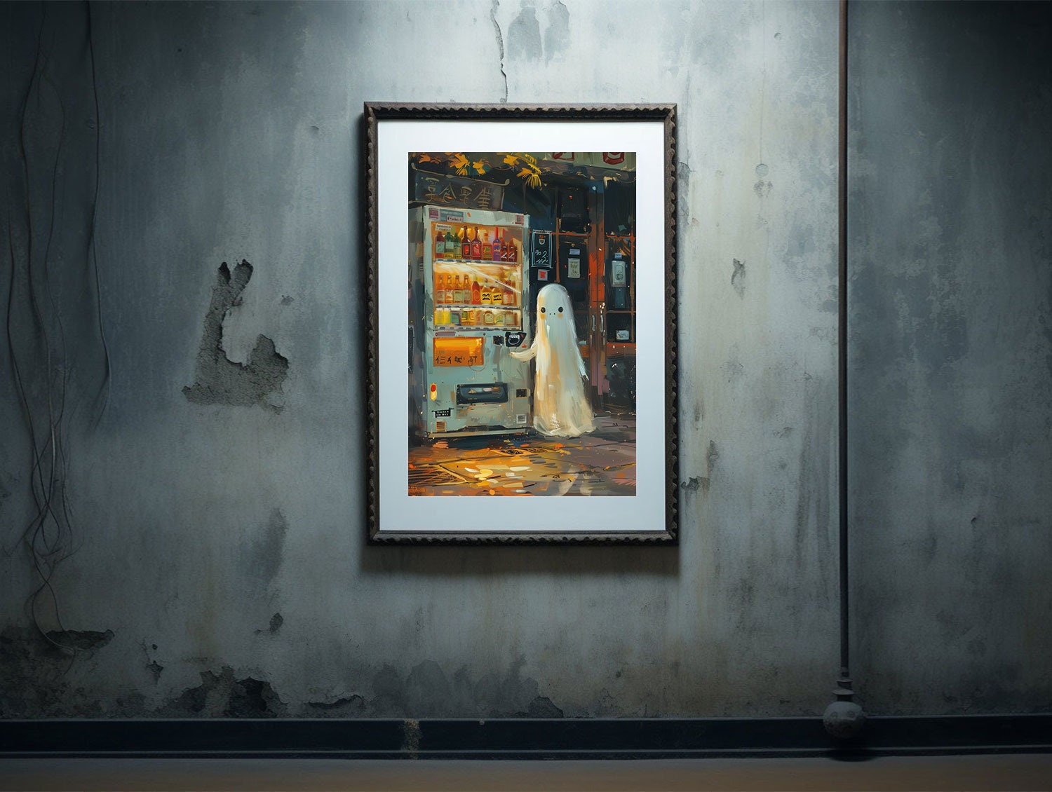 Cute Ghost and Vending Machine Poster Print, Halloween Poster, Poster ...