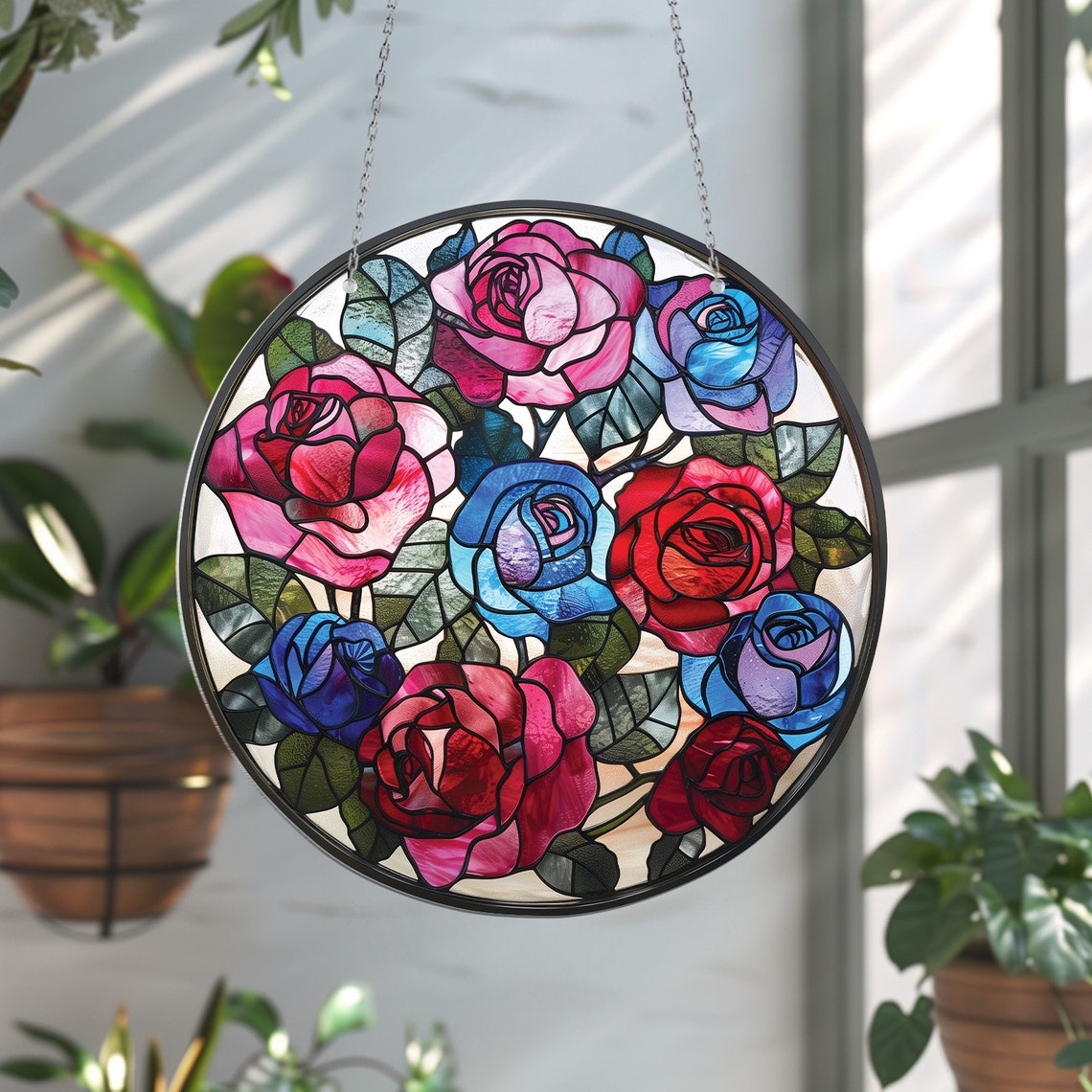 Rose Flower Acrylic Window Hanging, Roses Home Decor, Rose Flower ...