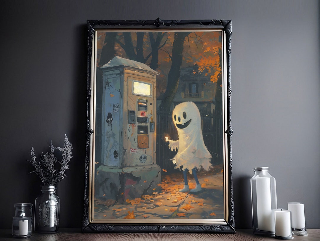A Happy Ghost at ATM Machine Poster Print, Halloween Poster, Poster for ...