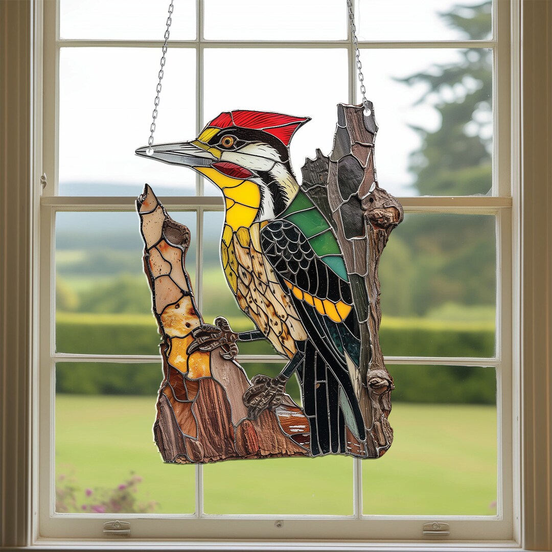 Pileated Woodpecker Bird Acrylic Window Hanging, Pileated Woodpecker ...