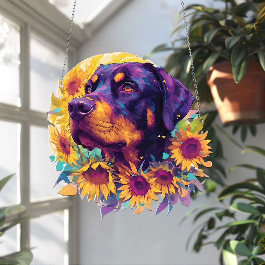 Rottweiler Dog Acrylic Window Hanging, Dog Home Decor, Dog Kitchen ...