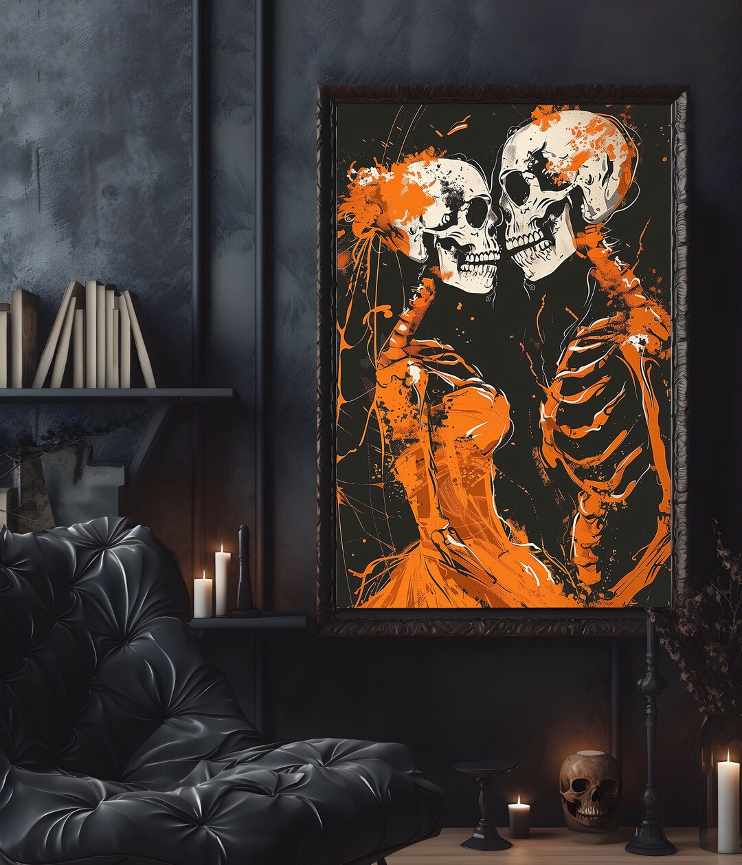 Skeleton Couple Canvas Print, Couple Halloween Canvas, Canvas for ...
