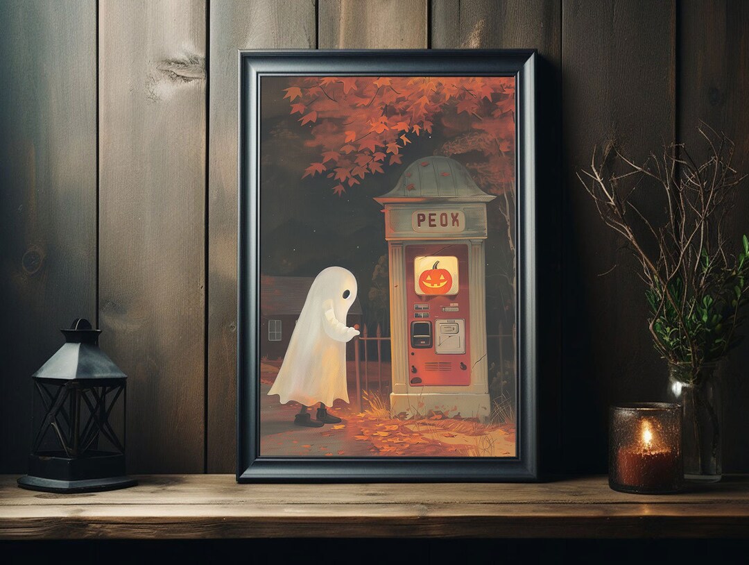 Ghost Beside ATM Machine Poster Print, Halloween Poster, Poster for ...