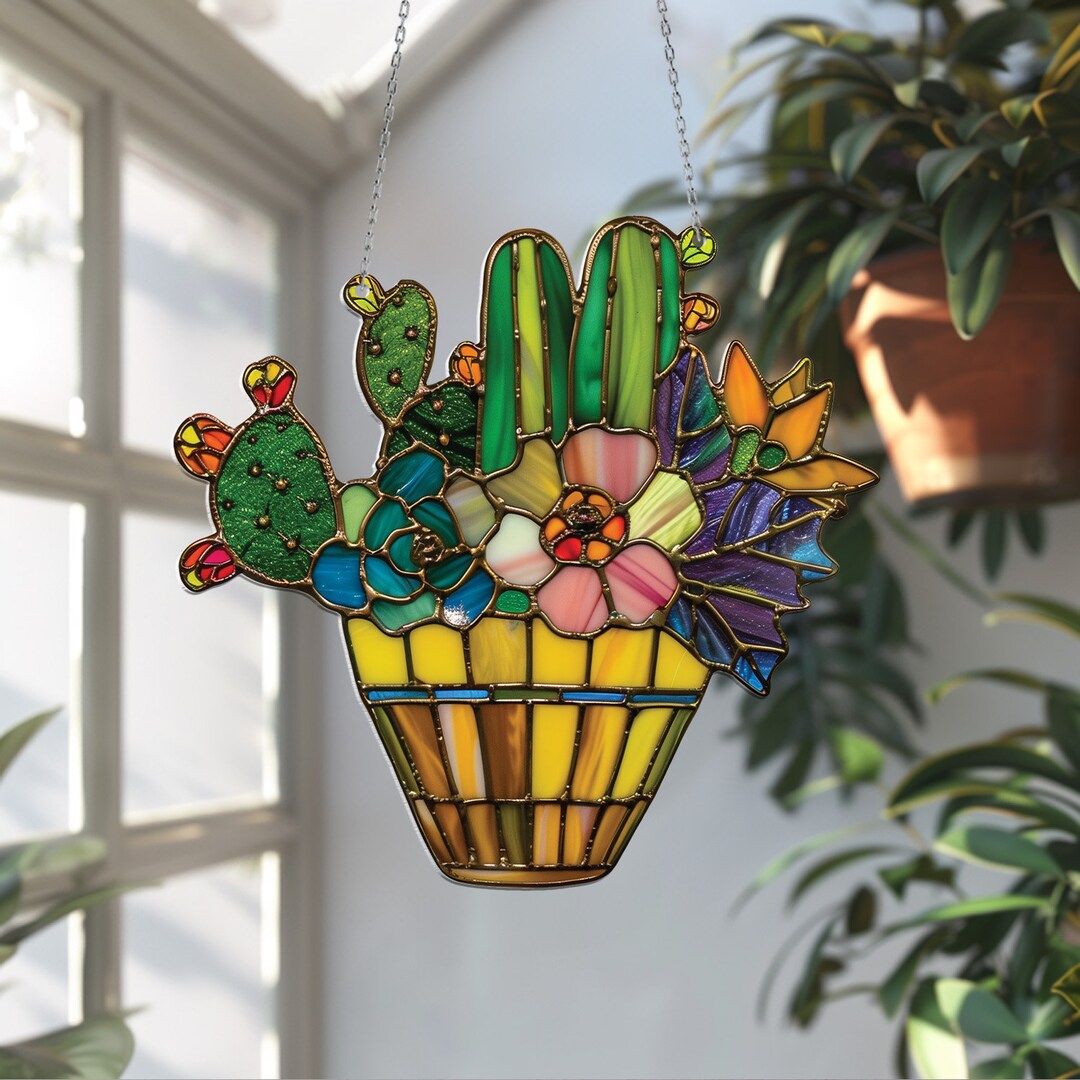 Cactus and Succulent Acrylic Window Hanging, Cactus and Succulent Home ...