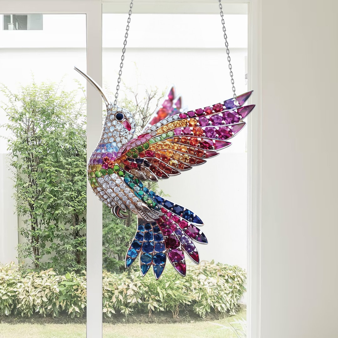 Hummingbird Acrylic Window Hanging, Color Hummingbird Home Decor ...