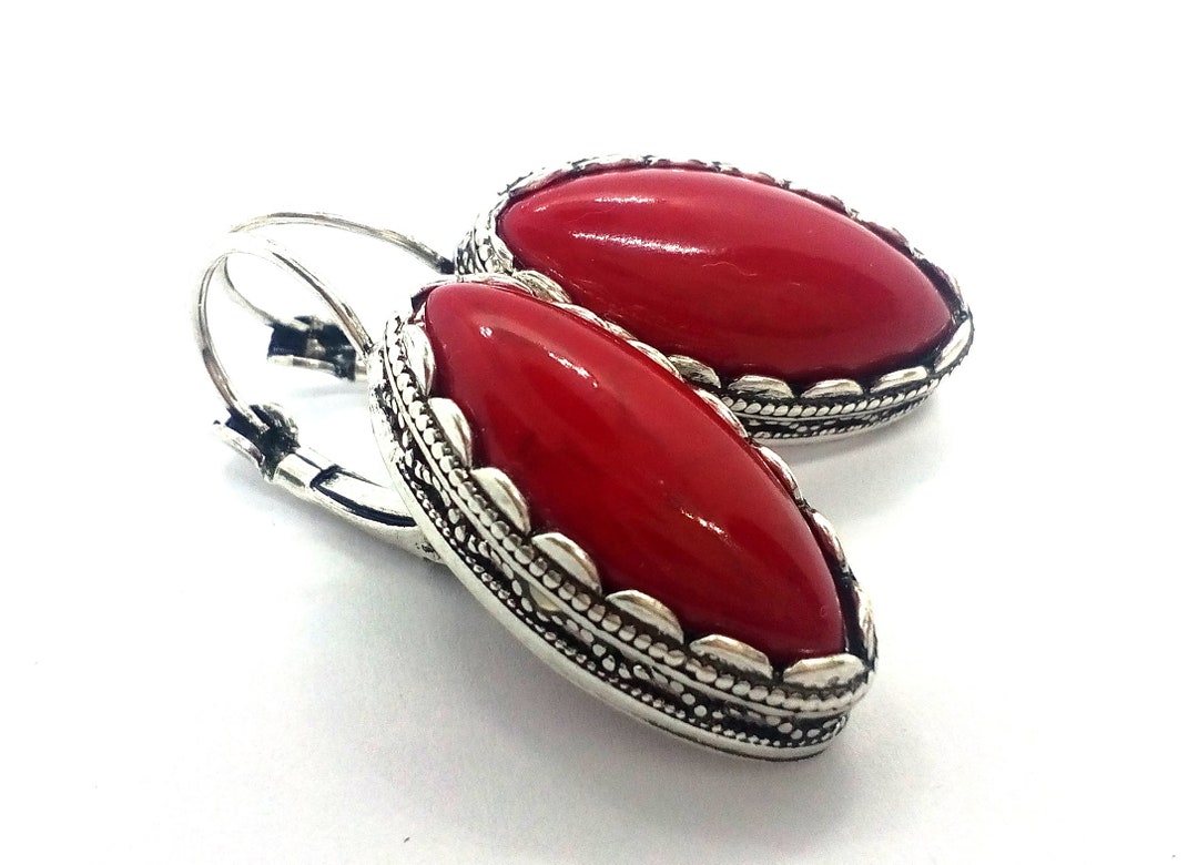 Red Coral Vintage Earrings Red Coral Earrings Red Vintage - Etsy