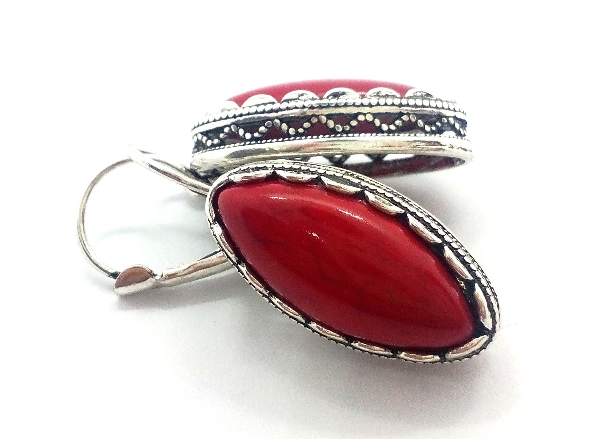 Red Coral Vintage Earrings Red Coral Earrings Red Vintage - Etsy