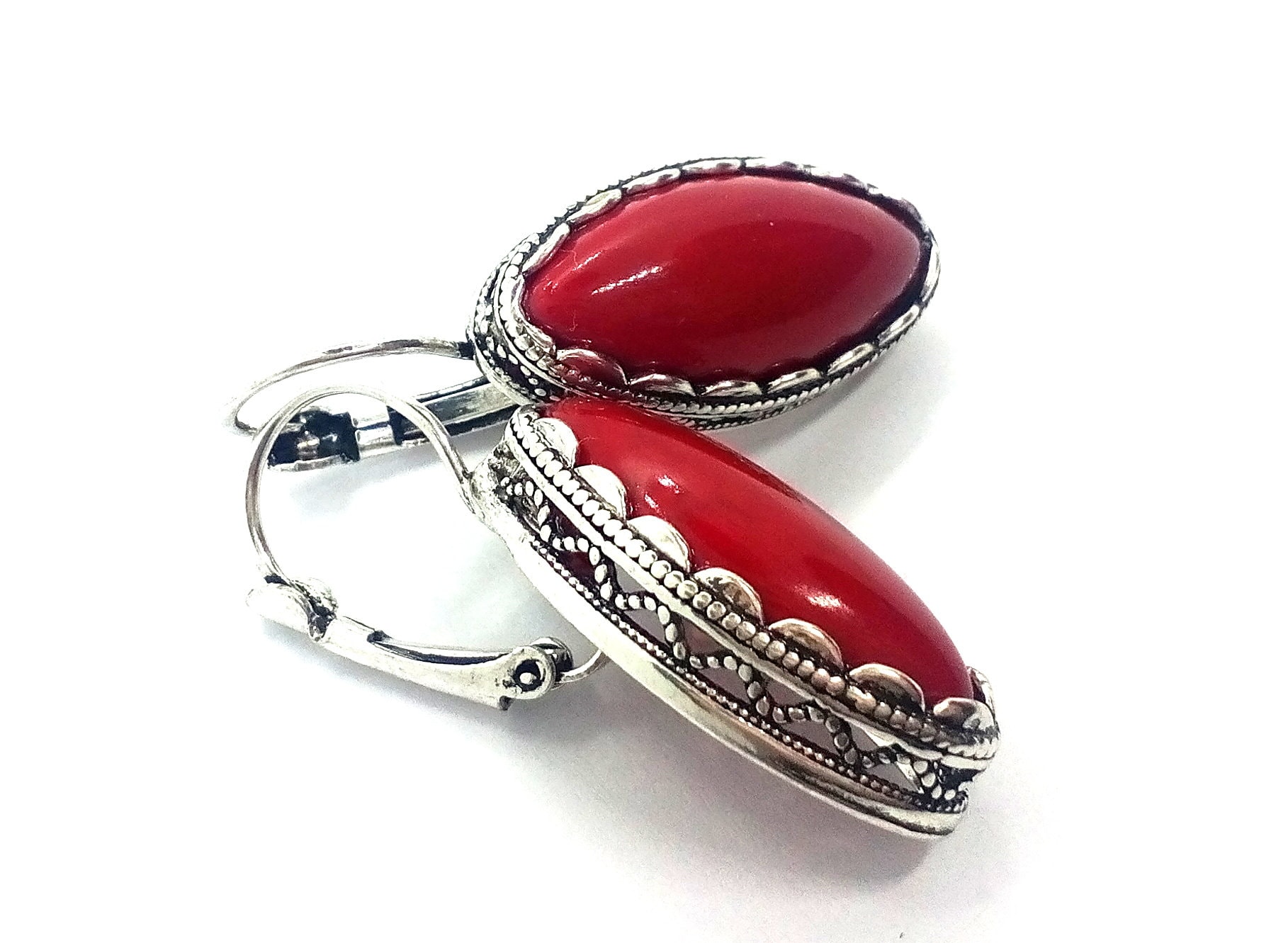Red Coral Vintage Earrings Red Coral Earrings Red Vintage - Etsy