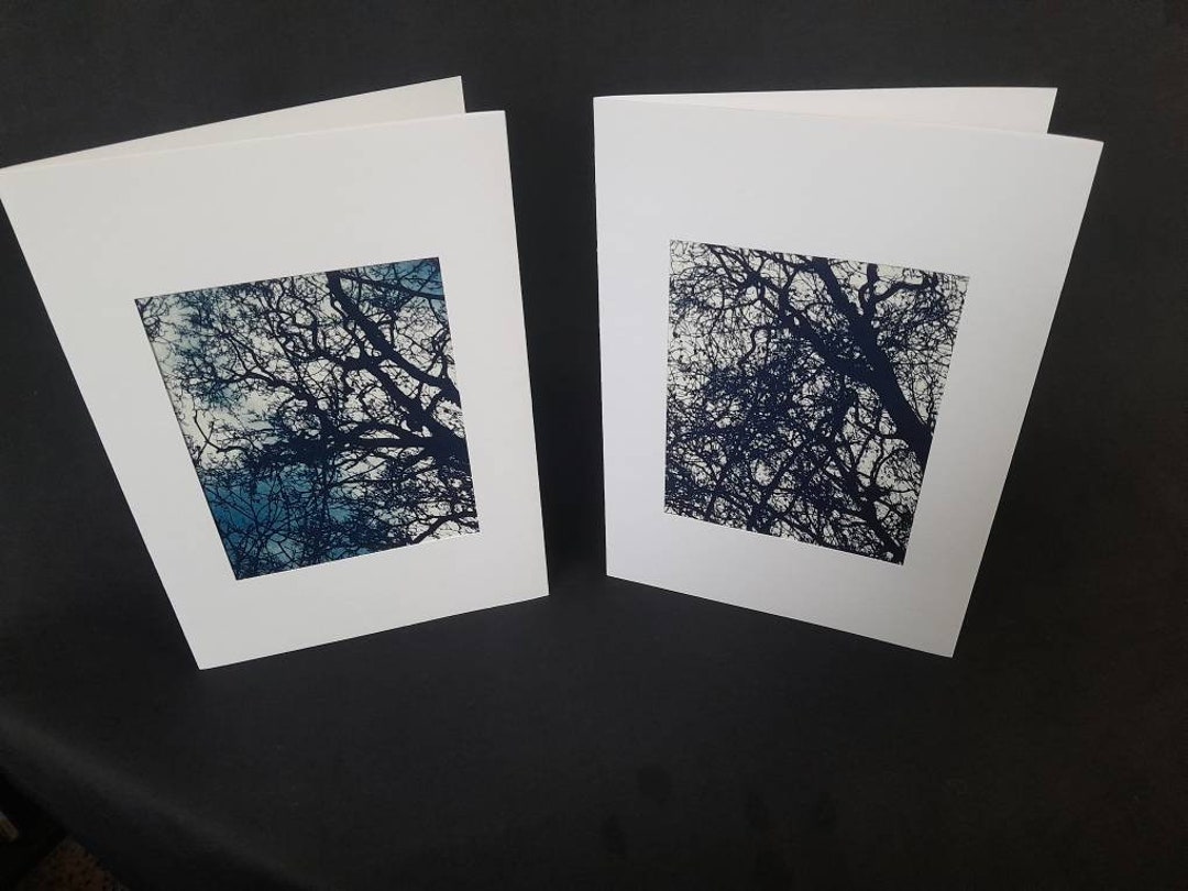 Handmade Cyanotype Tree Portrait Cards With Unique Print and - Etsy
