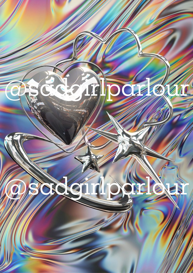 Y2K Wall Decor, Y2K Metallic Chrome Print, Retro Y2K Poster, Retro ...