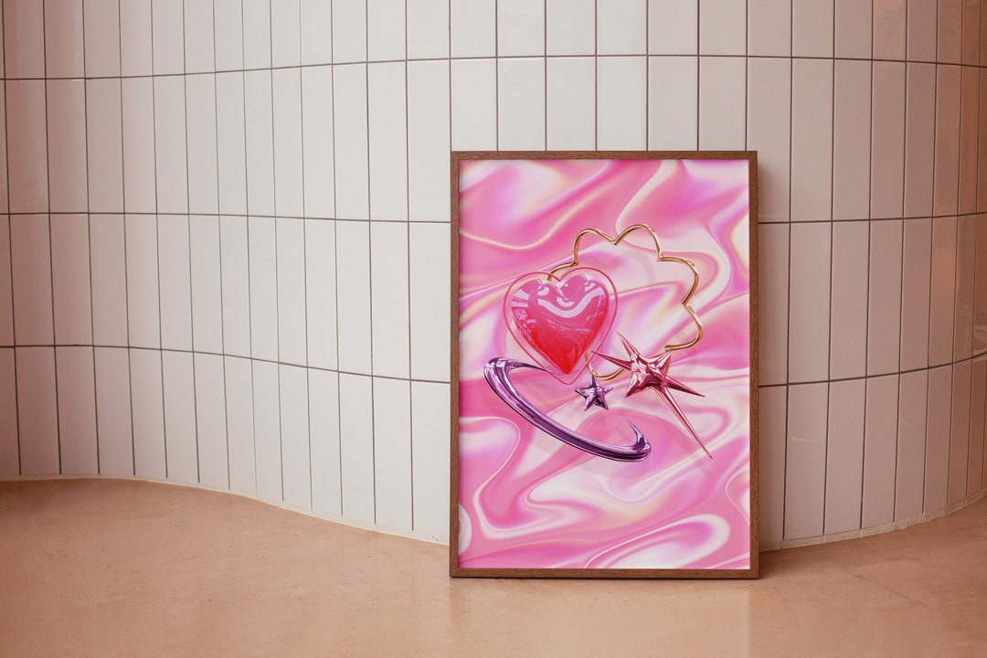 Y2K Wall Decor, Y2K Pink Chrome Print, Retro 2000s Y2K Poster, Retro ...