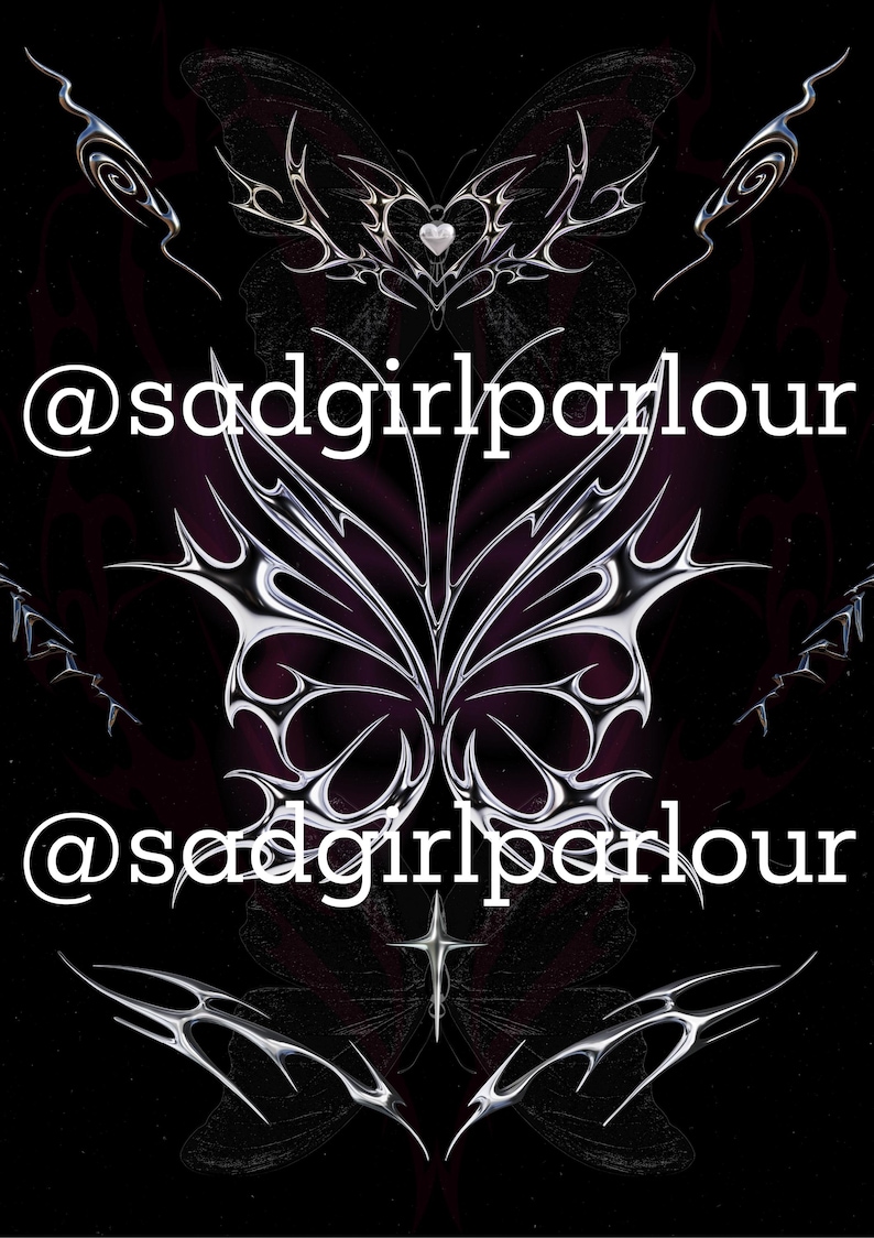 Cyber Sigilism Print, Pink Butterfly Chrome Print, Chrome Hearts Wall ...