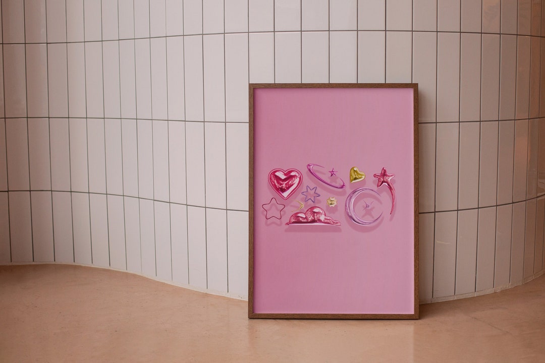 Y2K Wall Decor, Y2K Pink Chrome Print, Retro Y2K Poster, Y2K Digital ...
