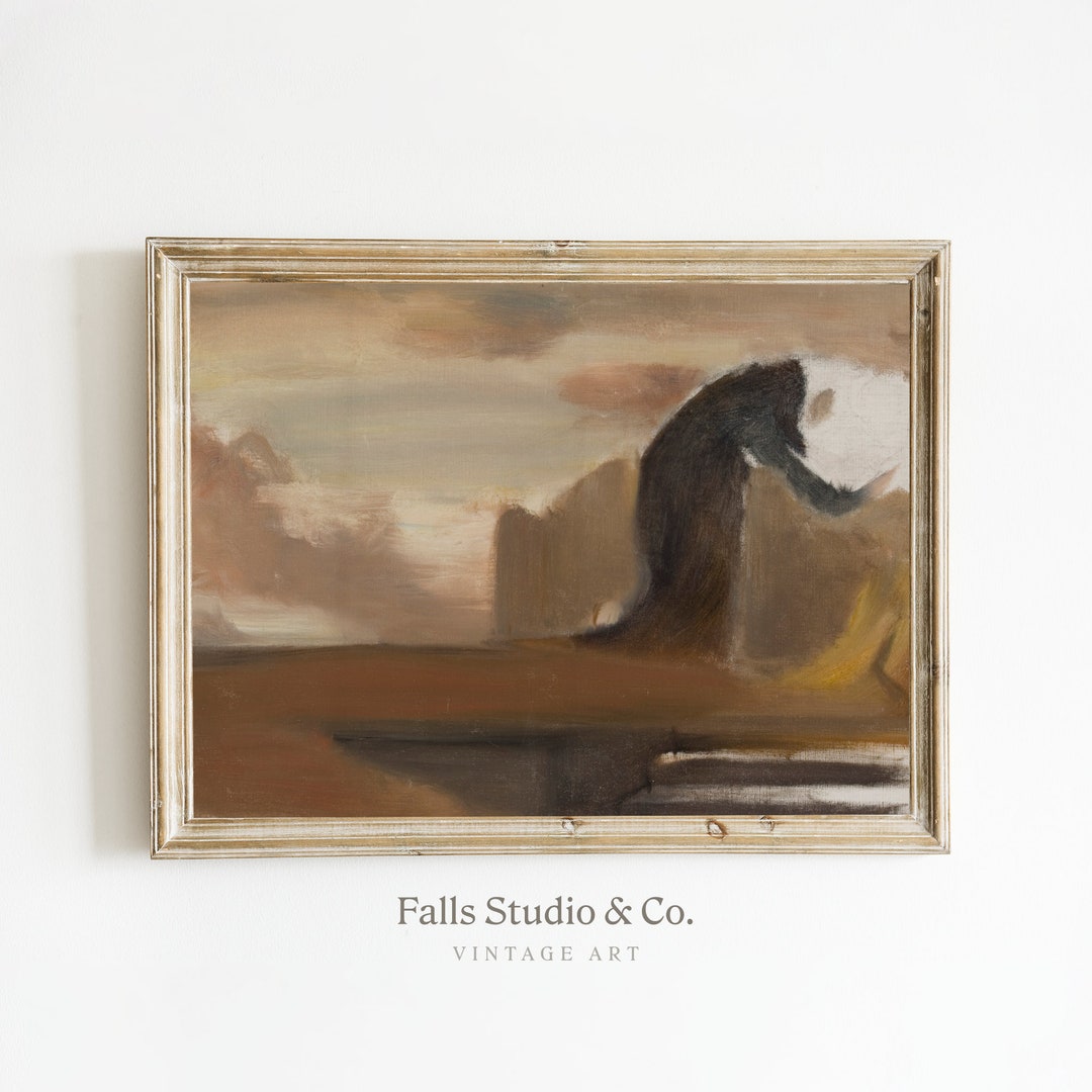 Rustic Antique Abstract Landscape Painting — Vintage Wall Art — Digital ...
