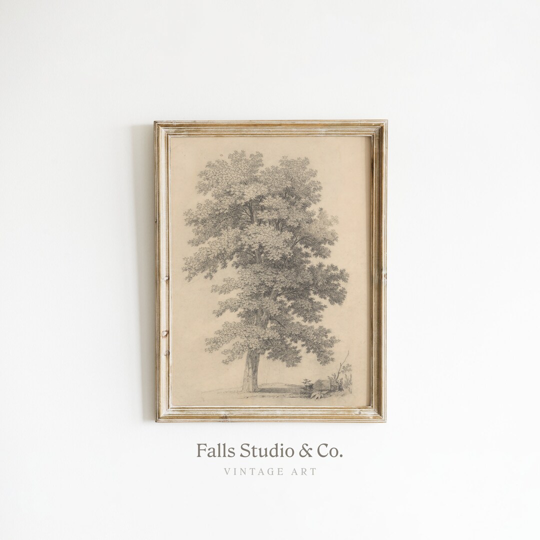 Rustic Antique Tree Painting — Vintage Wall Art — Digital Download ...