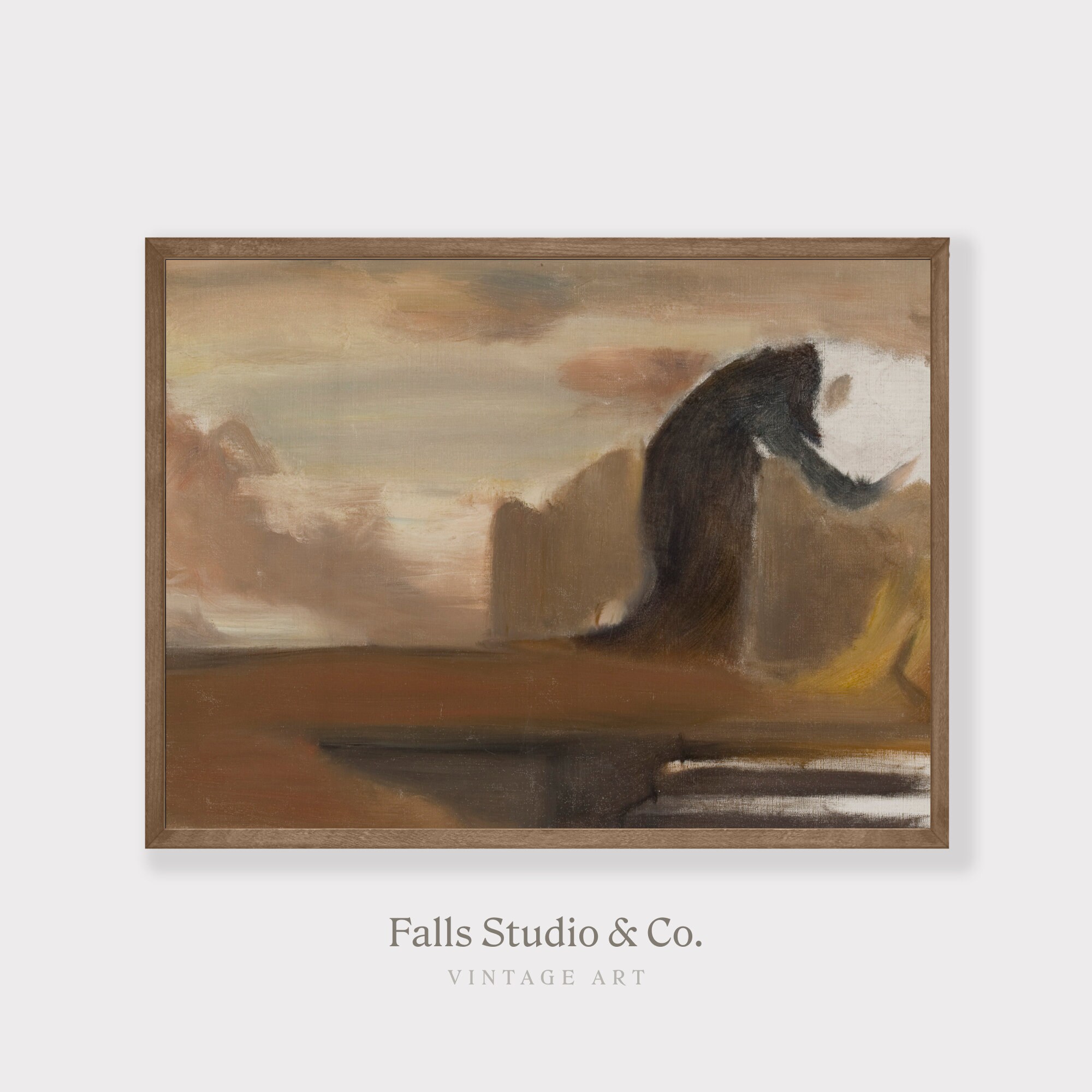 Rustic Antique Abstract Landscape Painting Vintage Wall Art Digital ...