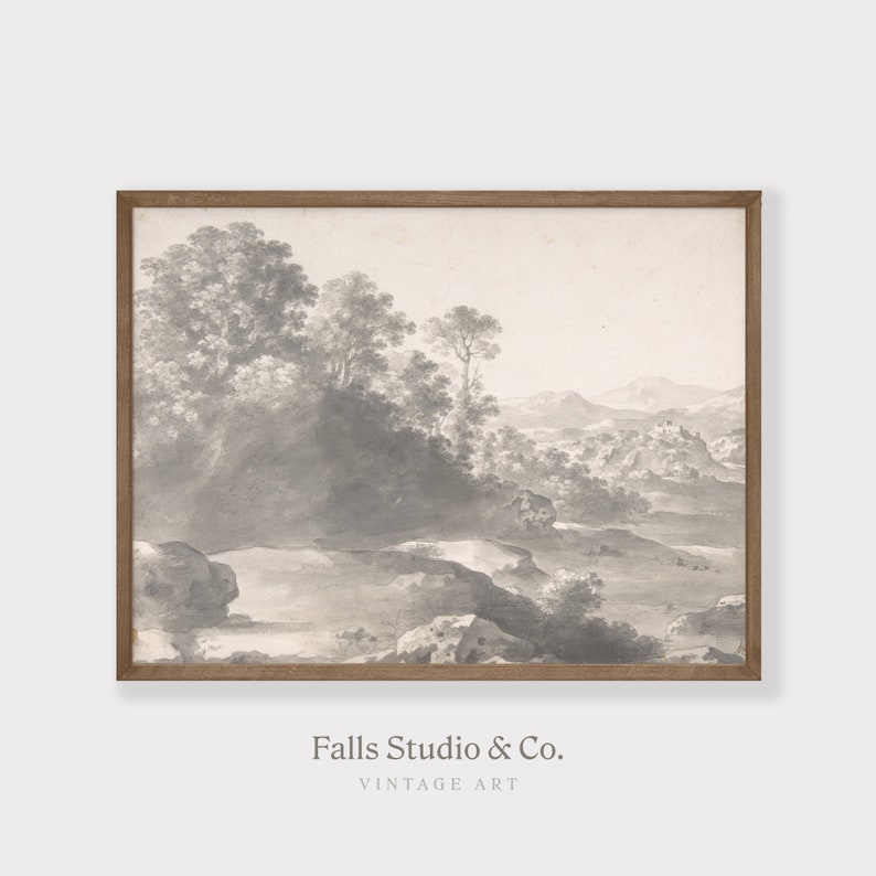 Rustic Antique Landscape Painting — Vintage Wall Art — Digital Download ...