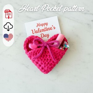 Crochet Heart Pocket Pattern – Valentine's Day Treat Pouch (PDF Pattern ...