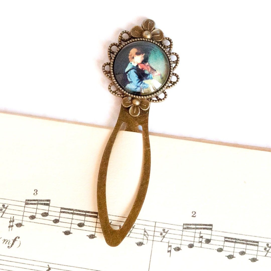 Music Bookmark With Vintage Art, Glass Cabochon Sheet Music Holder ...