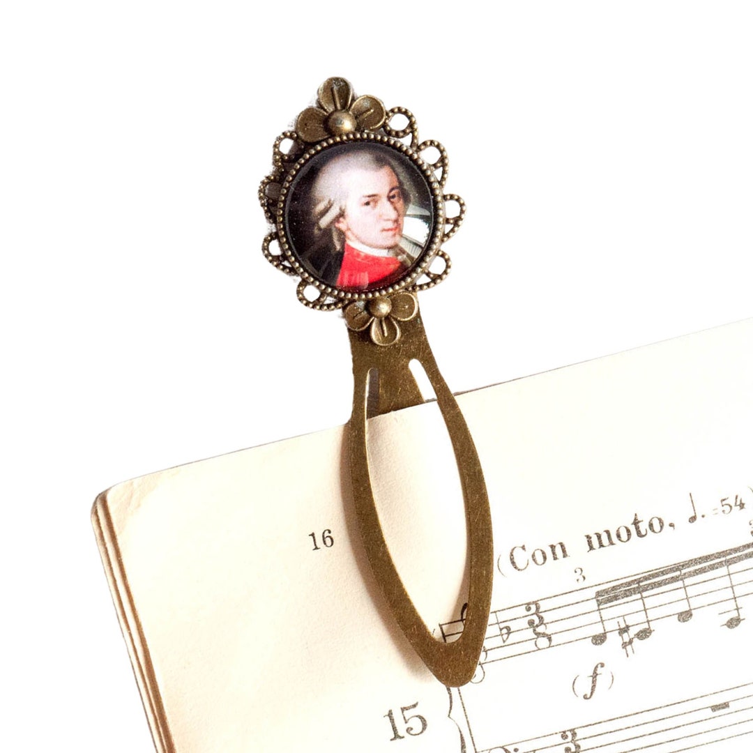 Mozart Book Clip, Glass Cabochon Bookmark With Famous Composer, Gift ...