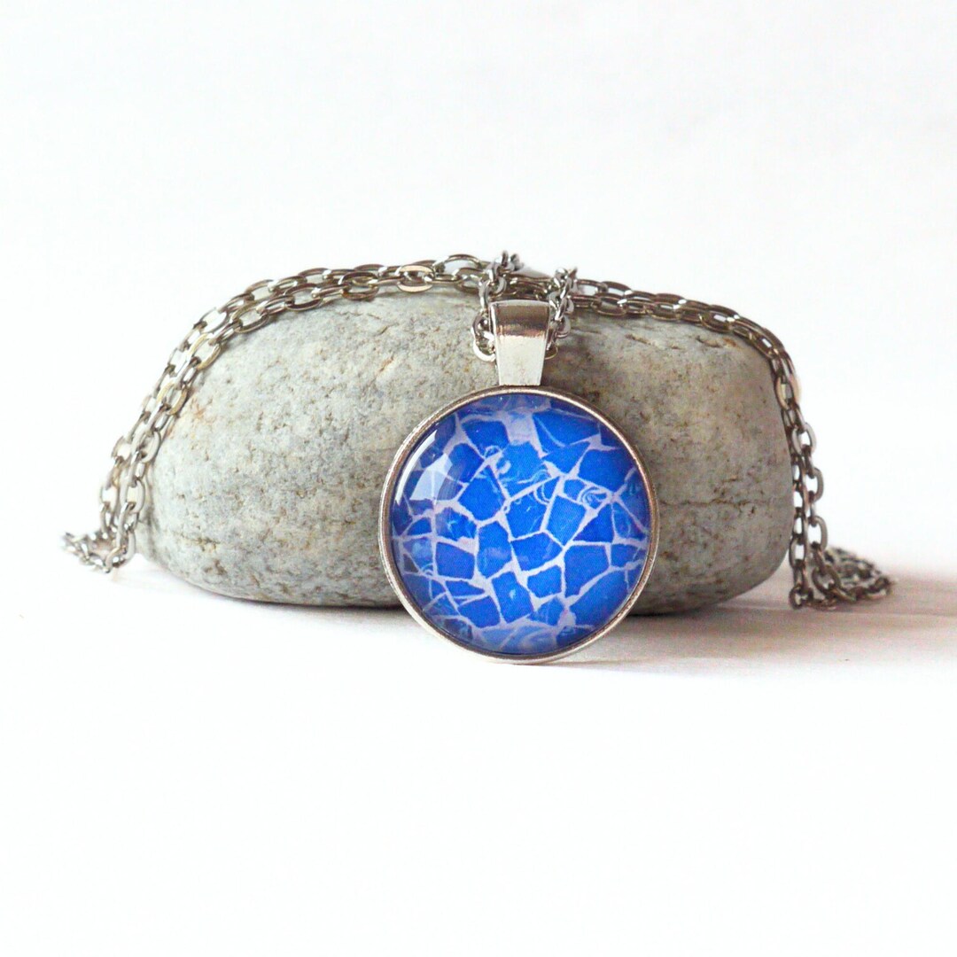 Blue Gaudi Mosaic Pendant Necklace, Gift for Her, Barcelona Souvenir - Etsy