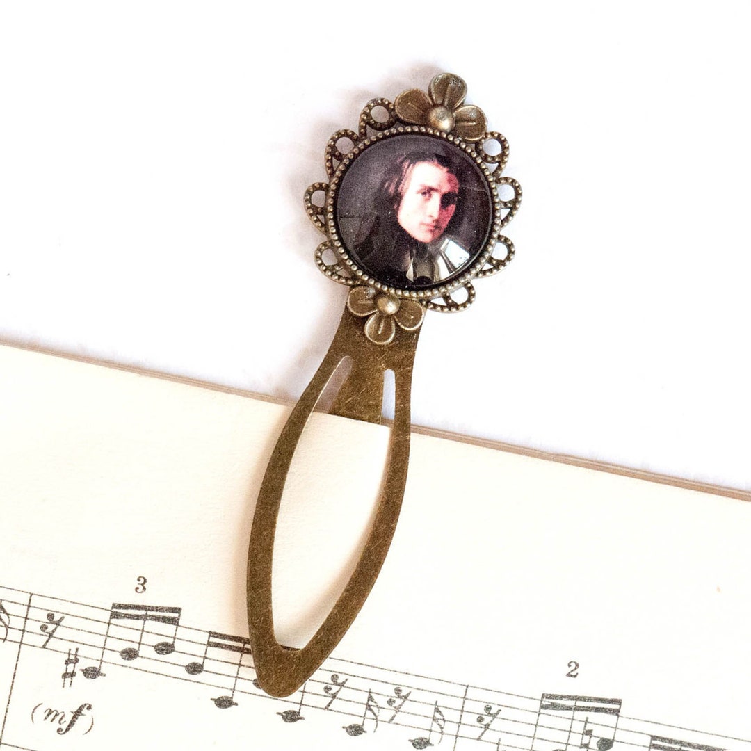 Franz Liszt Music Book Clip, Glass Cabochon Bookmark With Famous German ...