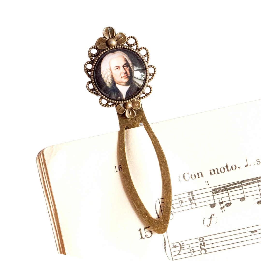 Bach Music Book Clip, Glass Cabochon Bookmark With Famous German ...
