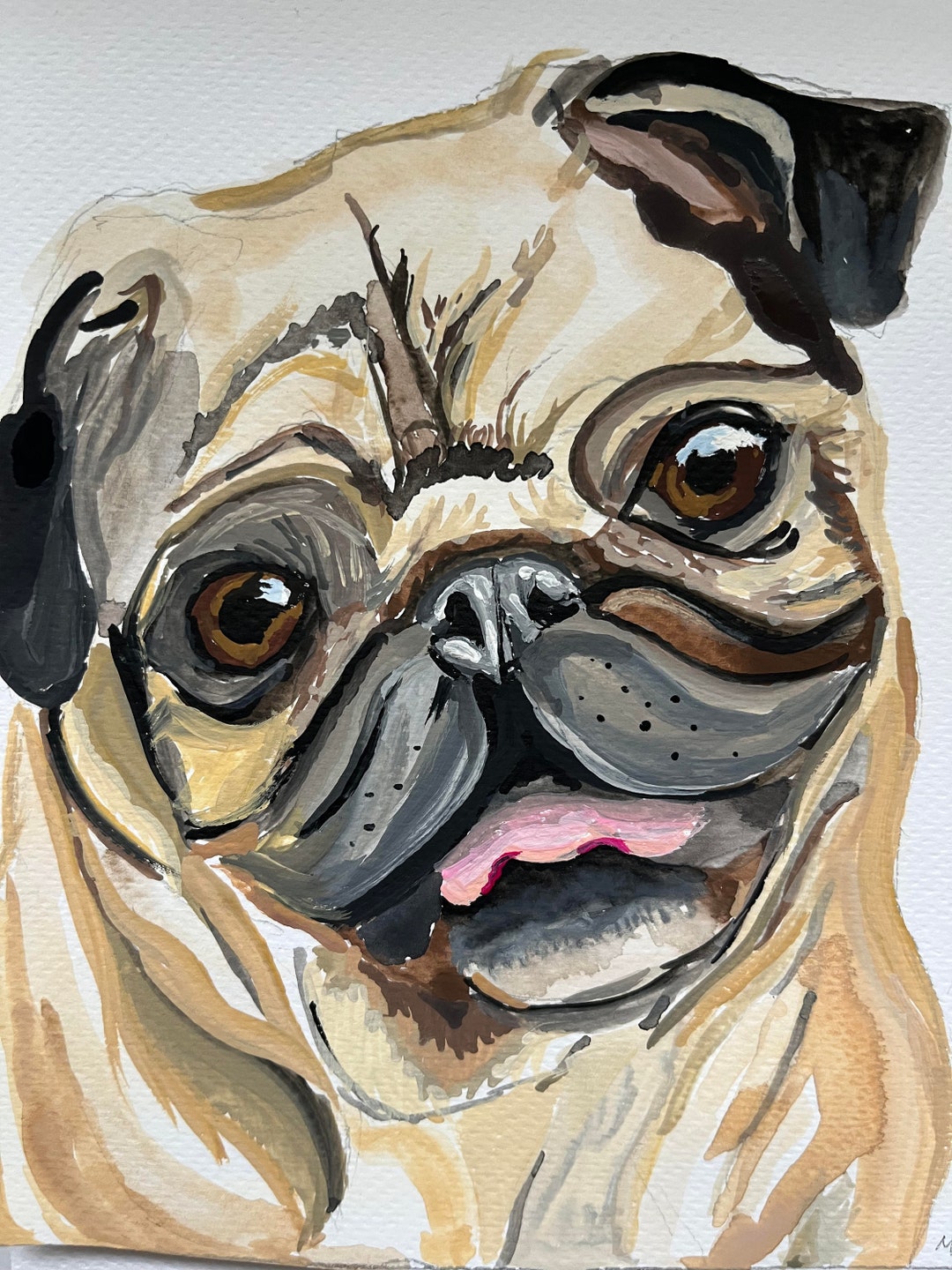 Pug, Dog, Original Art Work, Painting, Gouache - Etsy