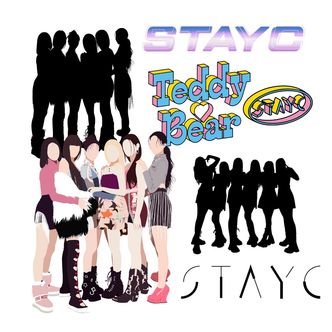 STAYC Digital Download Logo, Silhouette, With Border High Quality PNG ...