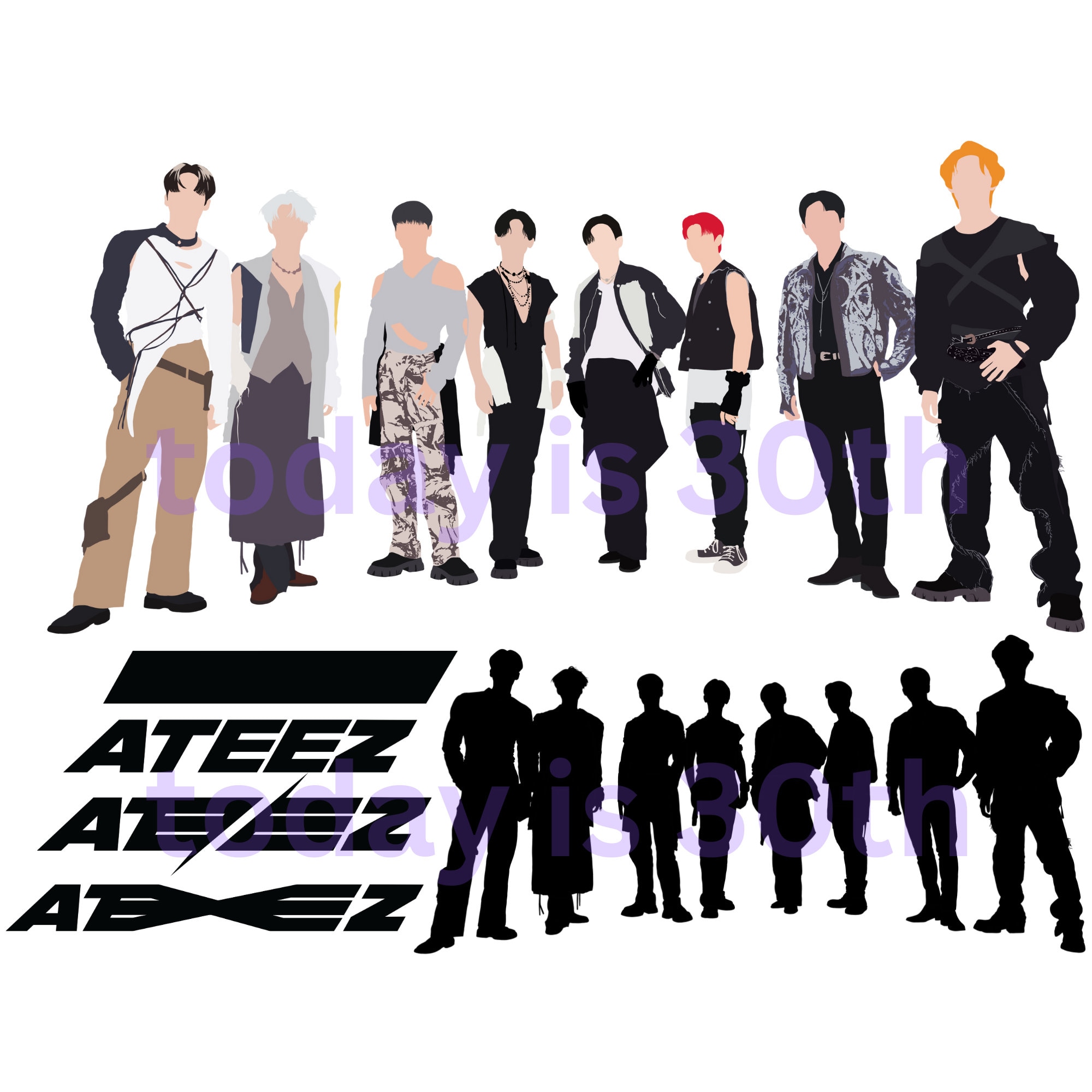 ATEEZ | Digital Download | Logo, Silhouette, With Border | High Quality ...