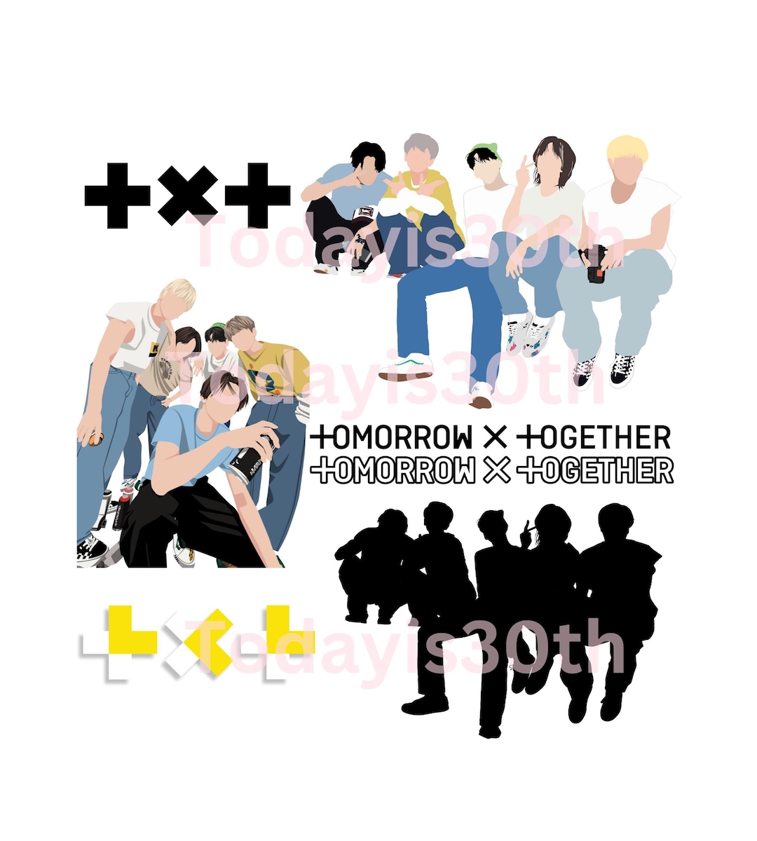 TXT Tomorrow X Together Digital Download Logo, Silhouette, With Border ...