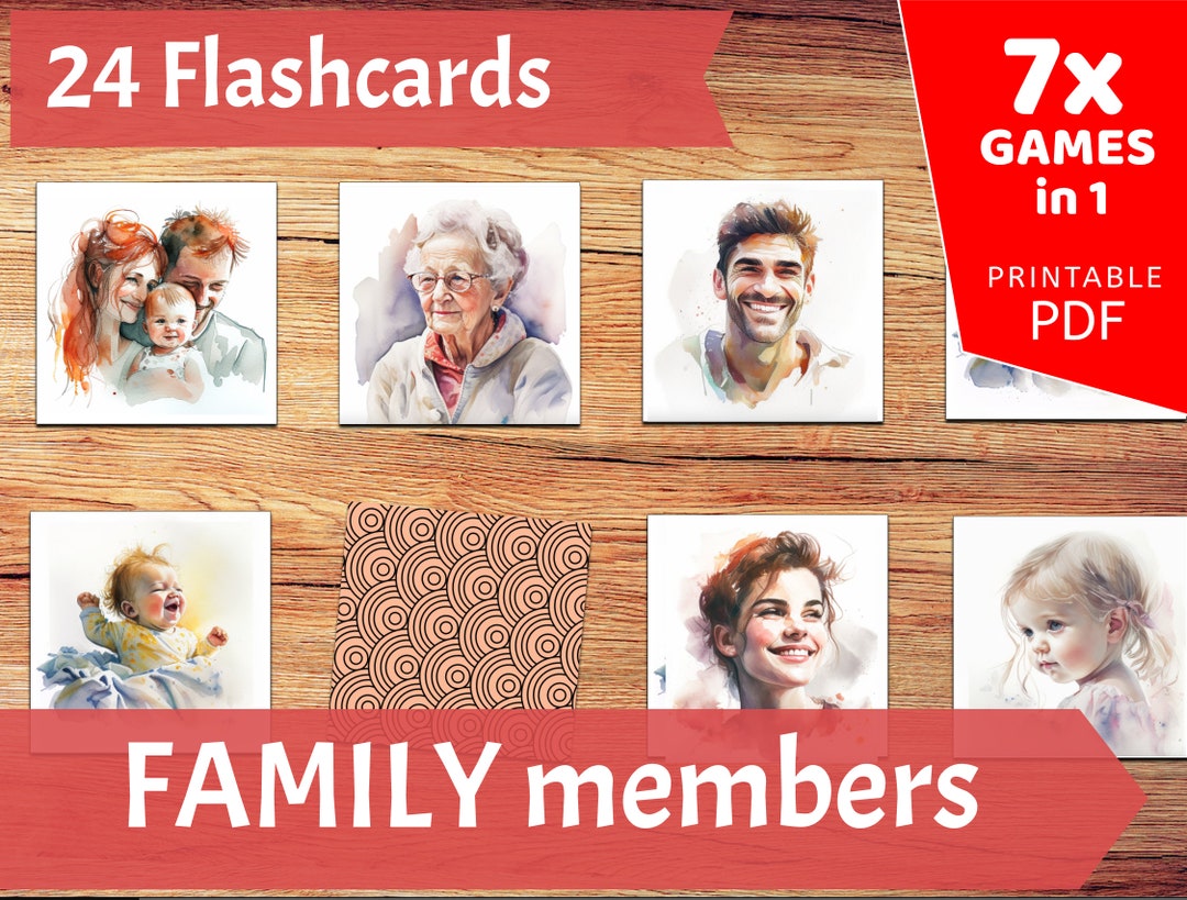 Family Members Montessori Flash Cards Educational Material ...