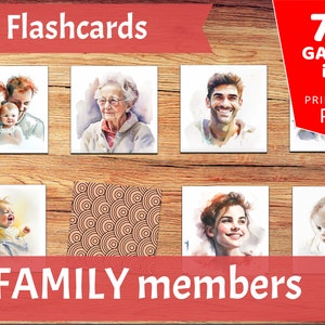 Family Members Montessori Flash Cards Educational Material ...