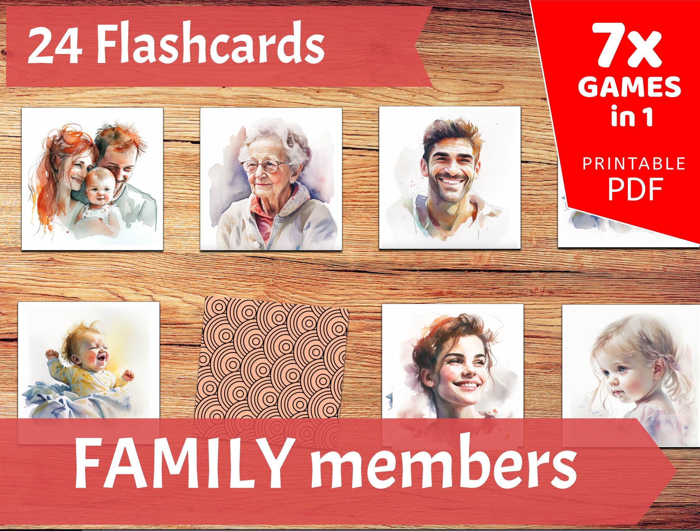 Family Members Montessori Flash Cards Educational Material ...