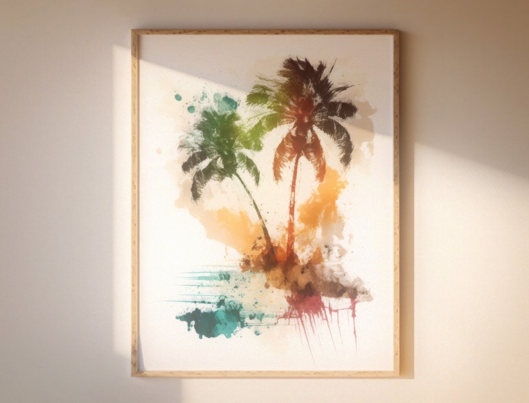 Printable Illustration Colorful Beach Landscape Painting - Etsy