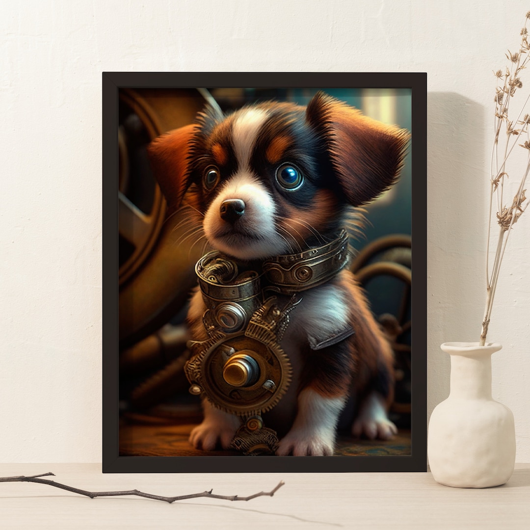 Digital Download of Ingenious Steampunk Engineer Tinker Puppy, Unique ...
