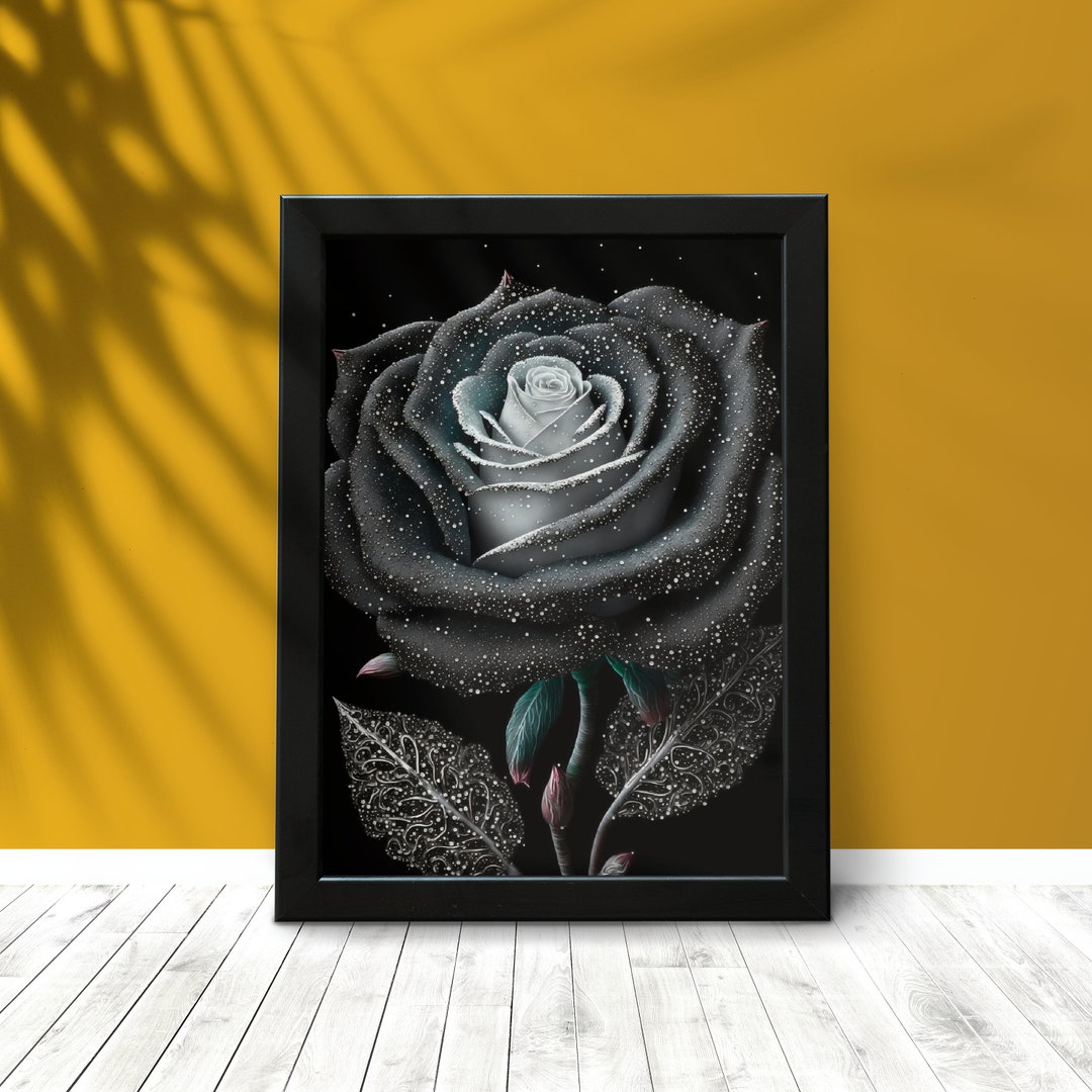 Black Magic: Sparkling Glitter Vantablack Rose Digital Art - Etsy