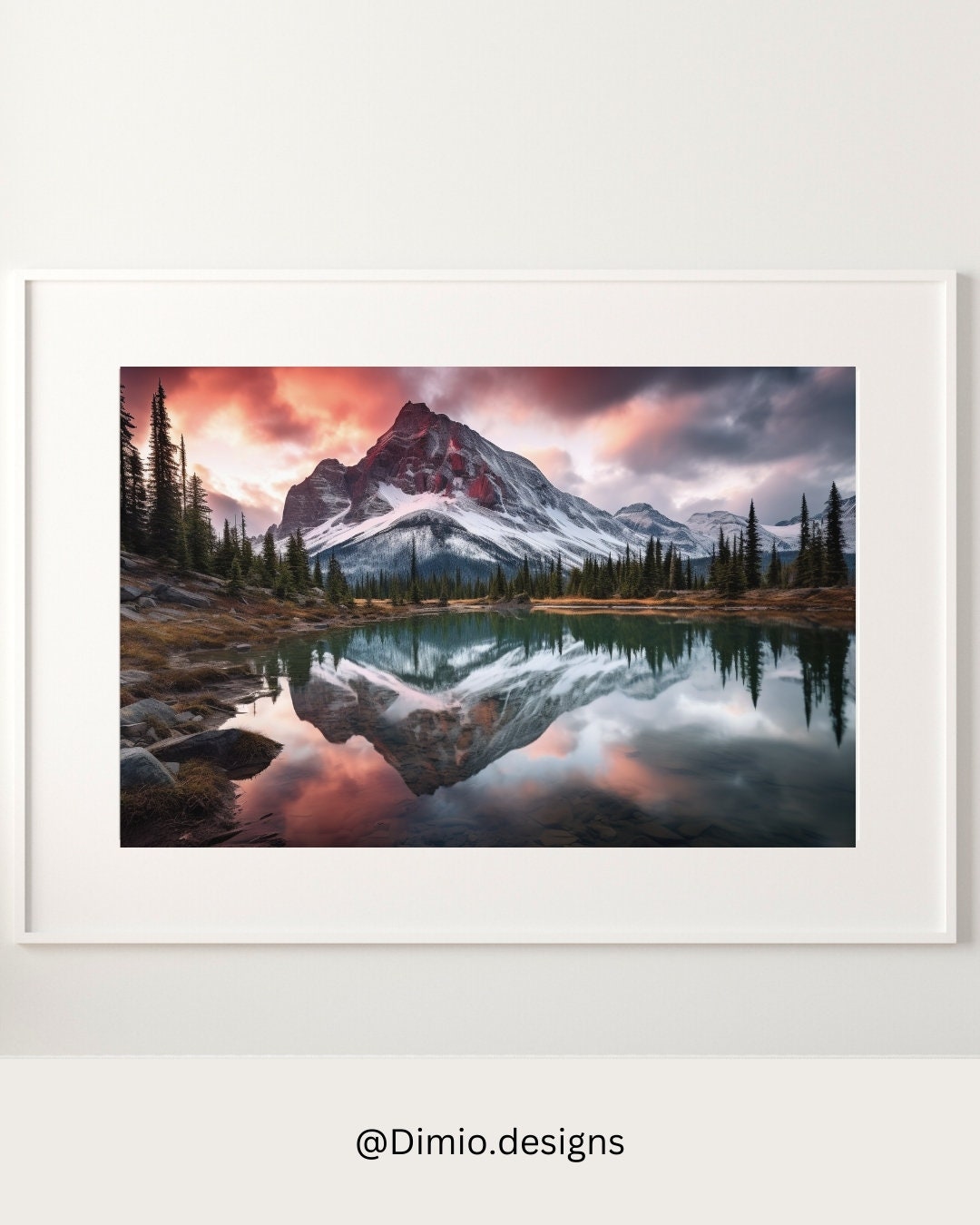Mountain Reflections #2, Stylized Floral PNG, Ready-to-print, Wall Art ...