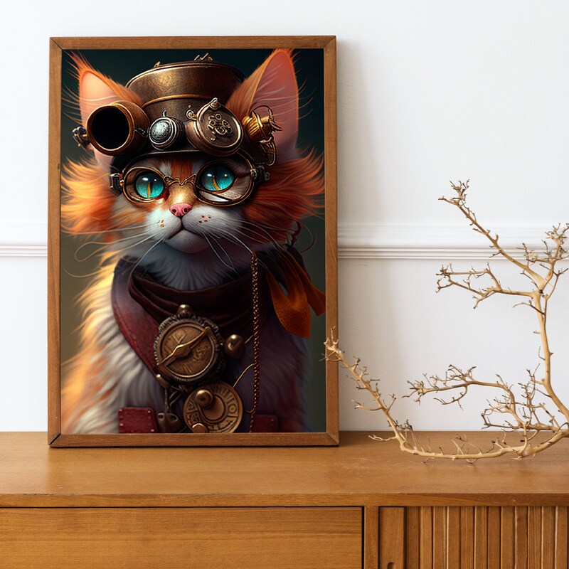 Steampunk Cat Art - Etsy