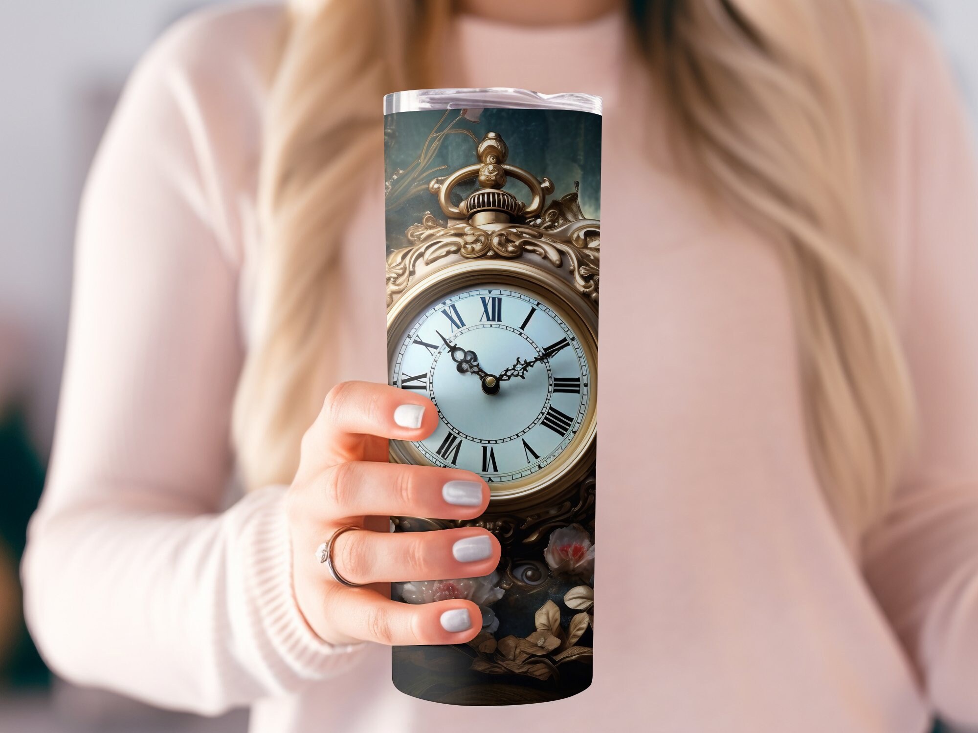 Vintage Pocket Watch Floral Digital Print, Classic Timepiece ...