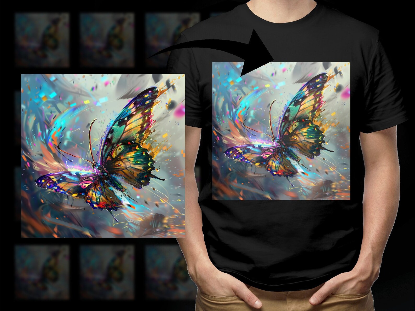 Colorful Abstract Butterfly Digital Art, Instant Download Wall Decor ...